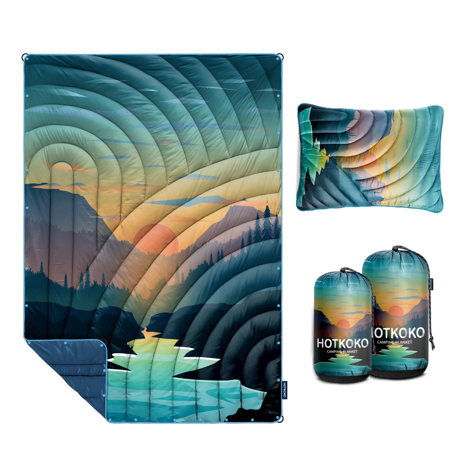 Travel Pillow Blanket Set - Compact & Cozy - 52x75" 1.9 lb | HOTKOKO